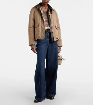 Brunello Cucinelli Barrel Leg Jeans With Leather Trim