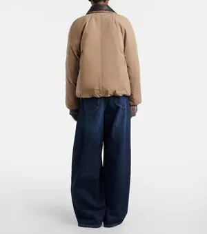 Brunello Cucinelli Barrel Leg Jeans With Leather Trim