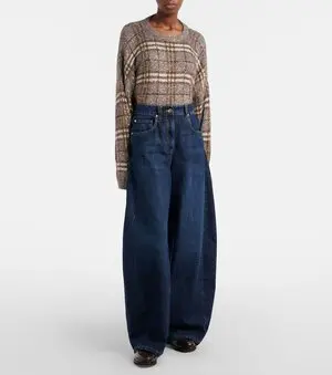 Brunello Cucinelli Barrel Leg Jeans With Leather Trim