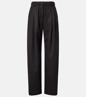 Brunello Cucinelli Monili Virgin Wool Wide-leg Pants - Grey