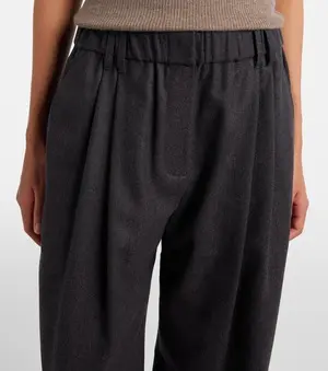 Brunello Cucinelli Monili Virgin Wool Wide-leg Pants - Grey
