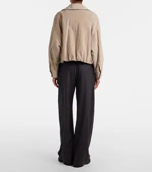 Brunello Cucinelli Monili Virgin Wool Wide-leg Pants - Grey