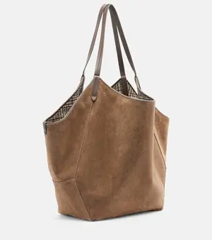 Brunello Cucinelli Monili Reversible Suede Tote Bag