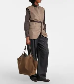 Brunello Cucinelli Monili Reversible Suede Tote Bag