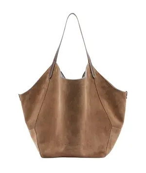 Brunello Cucinelli Monili Reversible Suede Tote Bag - Beige