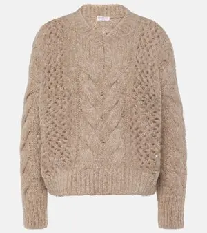 Brunello Cucinelli Cable-knit Metallic Cotton-blend Vest - Beige