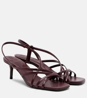 Brunello Cucinelli Monili Leather Slingback Sandals - Burgundy