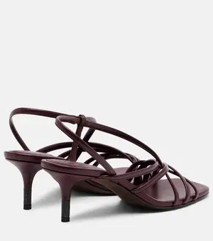 Brunello Cucinelli Monili Leather Slingback Sandals