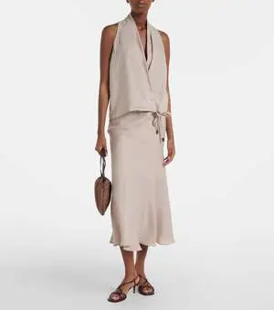 Brunello Cucinelli Monili Leather Slingback Sandals