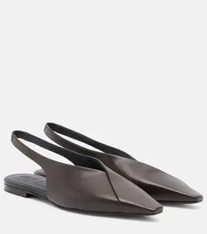 Brunello Cucinelli Leather Slingback Flats - Brown