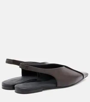 Brunello Cucinelli Leather Slingback Flats - Brown