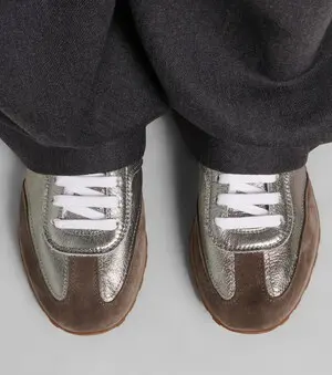 Brunello Cucinelli Monili Metallic Leather Sneakers