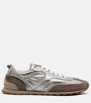 Brunello Cucinelli Monili Metallic Leather Sneakers