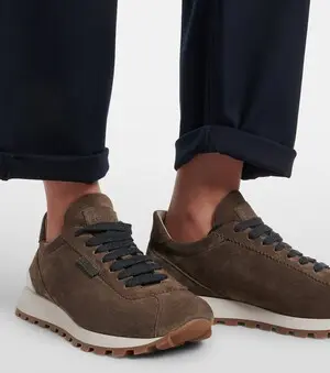 Brunello Cucinelli Monili Suede Sneakers - Grey