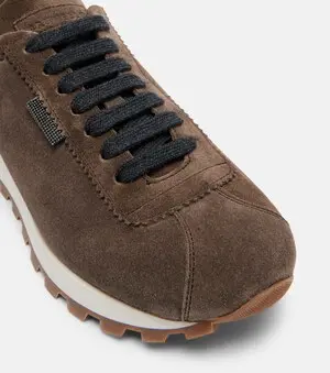 Brunello Cucinelli Monili Suede Sneakers - Grey