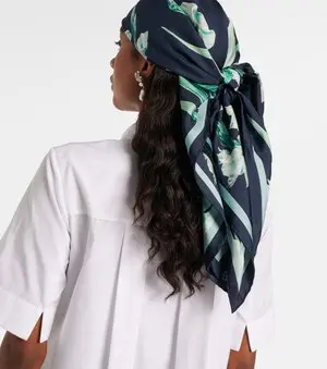 Erdem Floral Silk Twill Scarf