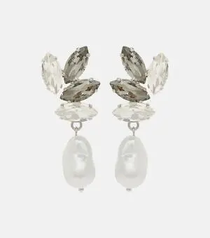 Erdem Embellished Faux Pearl Drop Earrings - Silver