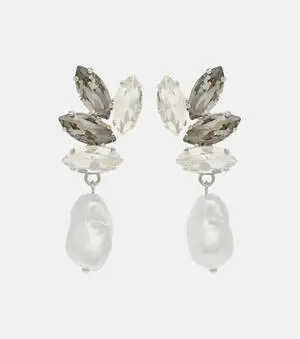 Erdem Embellished Faux-pearl Drop Earrings - Silver
