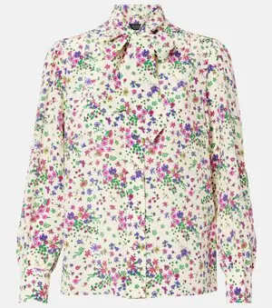 Gucci Silk Floral Tie-neck Shirt - Multicoloured
