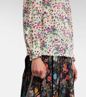 Gucci Silk Floral Tie-neck Shirt - Multicoloured