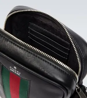 Gucci Web Trademark Mini Leather Crossbody Bag