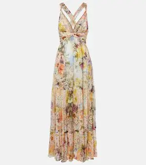 Camilla Embellished Floral Silk Maxi Dress - Multicoloured