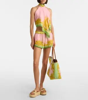 Versace Printed Cotton And Silk Voile Top