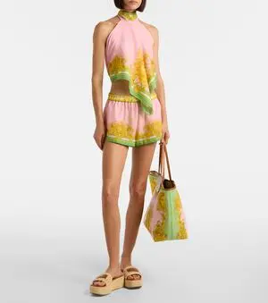 Versace Printed Cotton And Silk Voile Shorts