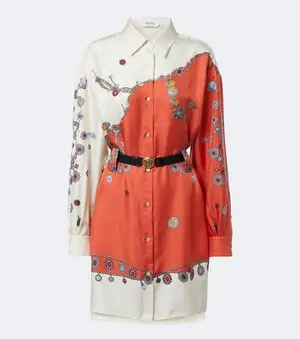 Versace Printed Silk Twill Shirt Dress - Multicoloured