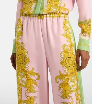 Versace Printed Silk Twill Wide-leg Pants - Multicoloured