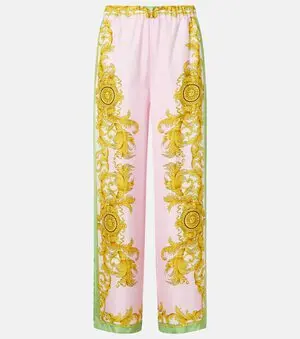 Versace Printed Silk Twill Wide-leg Pants - Multicoloured
