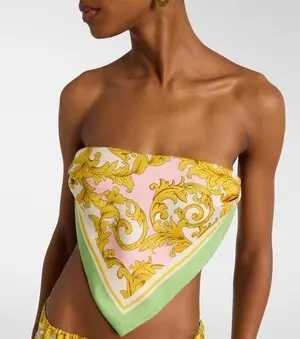 Versace Printed Silk Twill Bandeau Top