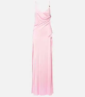 Versace Medusa Gathered Jersey Gown - Pink
