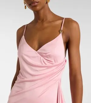Versace Medusa Gathered Jersey Gown - Pink