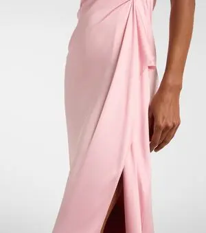 Versace Medusa Gathered Jersey Gown - Pink
