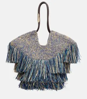 Zimmermann Fringed Raffia Tote Bag - Blue