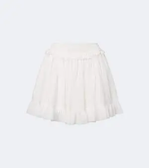 Balmain Ruffled Poplin Miniskirt - White