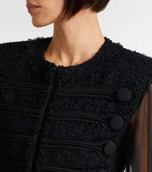 Balmain Silk-trimmed Bouclé Jacket - Black