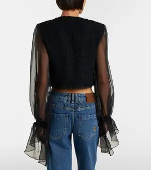 Balmain Silk-trimmed Bouclé Jacket - Black