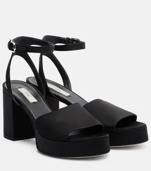 TOTEME Satin Platform Sandals - Black