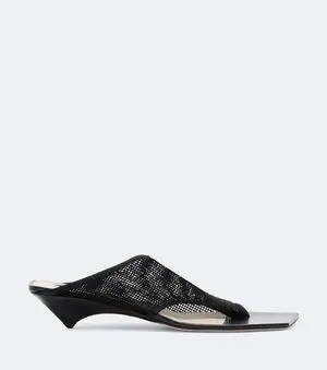 CHRISTEN Edge Stretch Leather-trimmed Mesh Mules