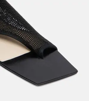 CHRISTEN Edge Stretch Leather-trimmed Mesh Mules