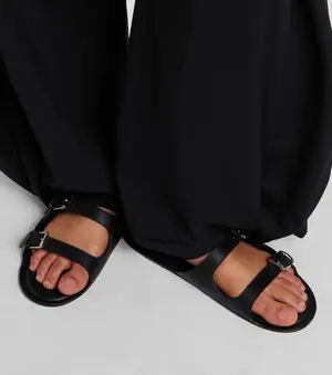 CHRISTEN Double Belt Leather Sandals