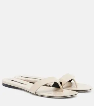 CHRISTEN Helix Leather Thong Sandals - Beige