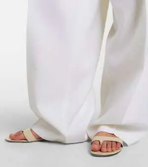 CHRISTEN Helix Leather Thong Sandals - Beige