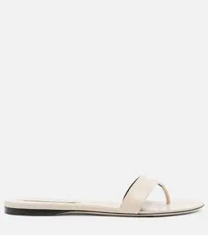 CHRISTEN Helix Leather Thong Sandals - Beige