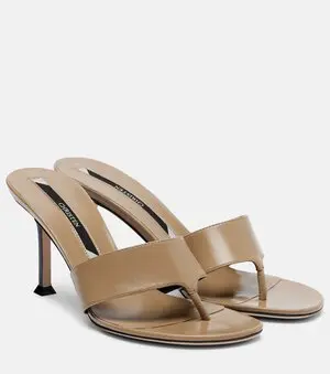 CHRISTEN Helix Leather Thong Sandals - Beige