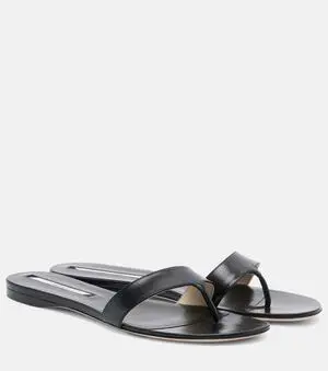 CHRISTEN Helix Leather Thong Sandals - Black