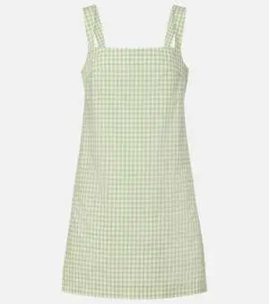 Simkhai Sloan Gingham Cotton-blend Mini Dress - Green