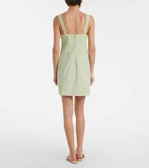 Simkhai Sloan Gingham Cotton-blend Mini Dress - Green